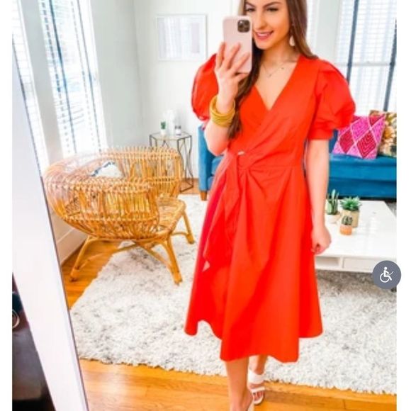 Jealous Tomato | Dresses | Nwt Jealous Tomato Bright Orange Wrap Midi ...
